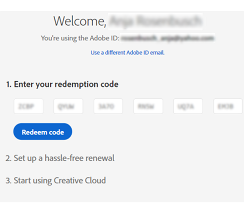 How do I redeem an Adobe voucher?