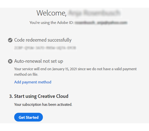 How do I redeem an Adobe voucher?