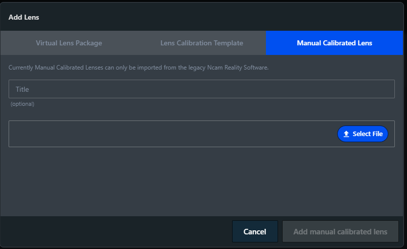 Importing an Ncam Reality Lens File