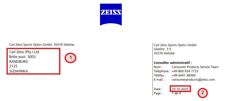 Comment se présente le devis ZEISS?